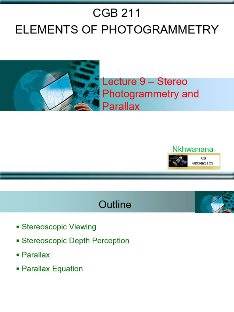 CGB 211 - Lecture - 9 - Stereo and Parallax | PDF | Stereoscopy | Imaging