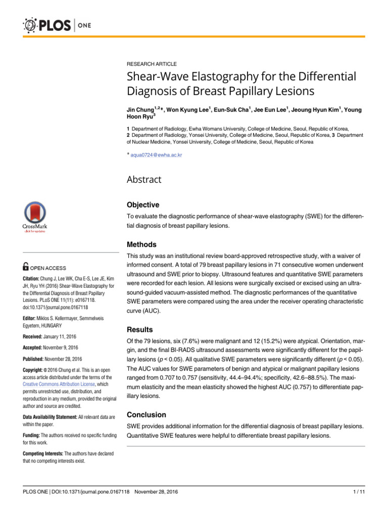 Shear-Wave Elastography For The Differential Diagnosis of Breast ...