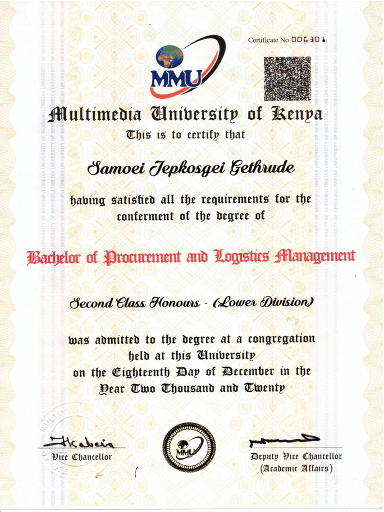 Getrude Samoei Academic Documents | PDF