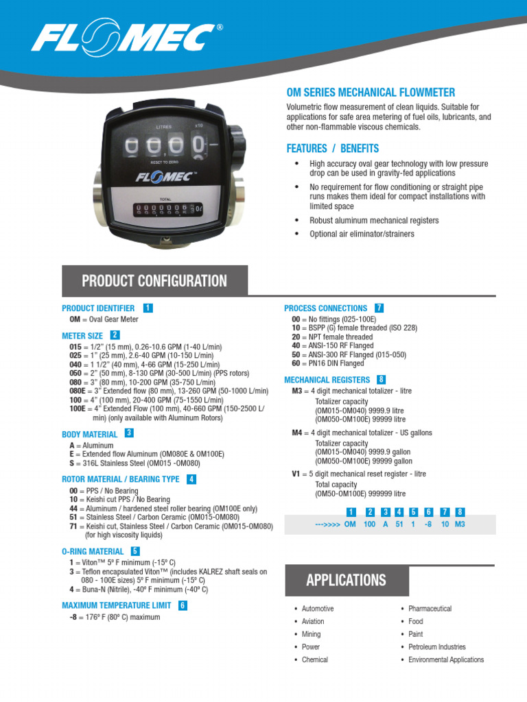 om-mechanical-data-sheet (2) | PDF | Flow Measurement | Building ...