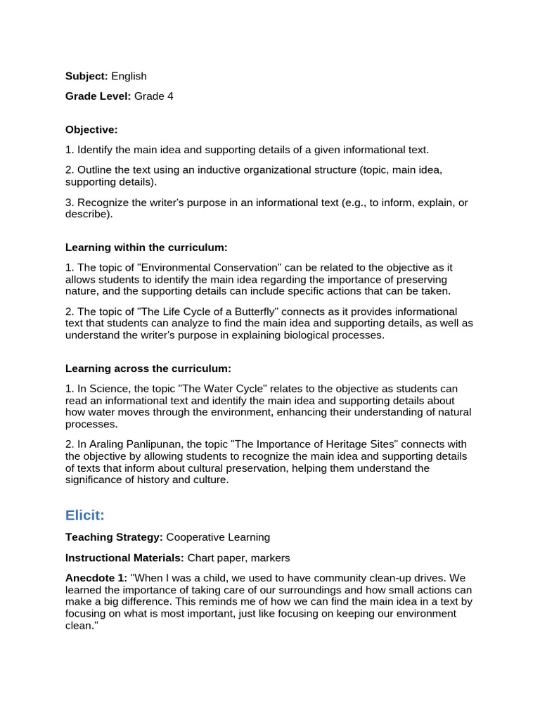 lesson_plan (3) | PDF | Reading Comprehension | Cognitive Psychology