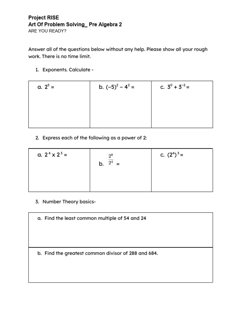Pre-Algebra Problem Solving Exercises | PDF | Numbers | Mathematical ...