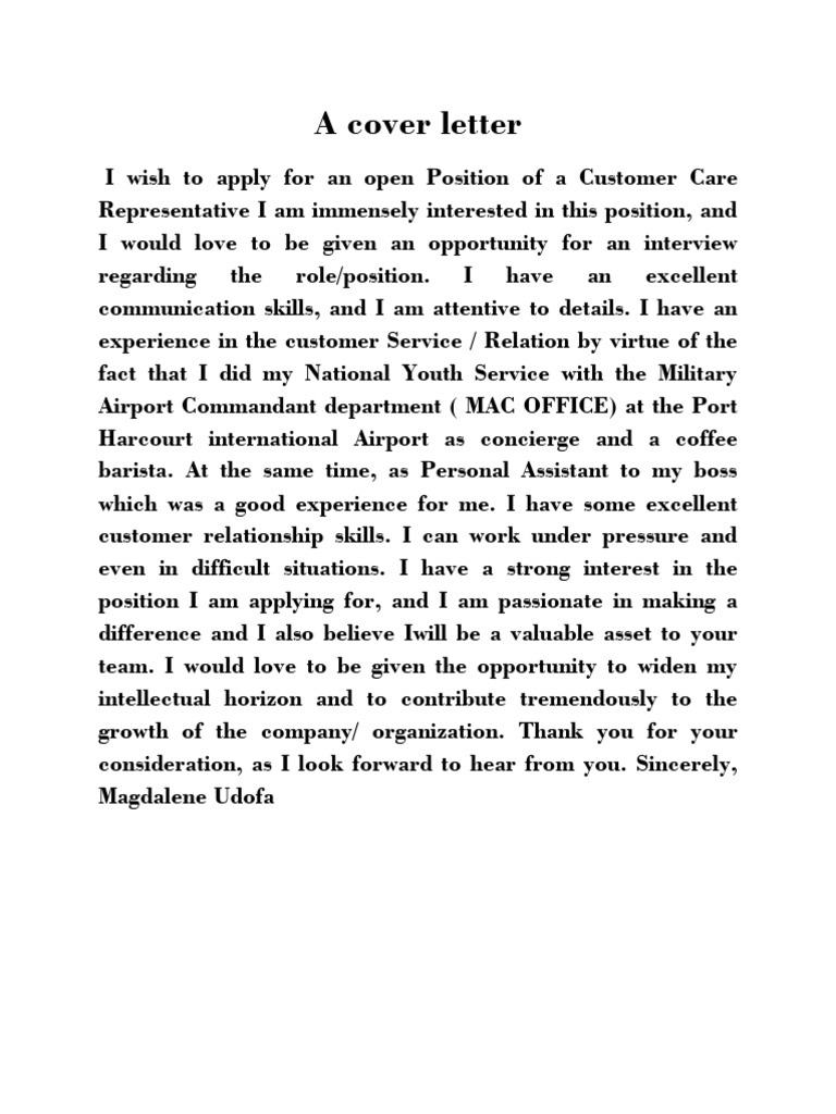 A Cover Letter 1 | PDF