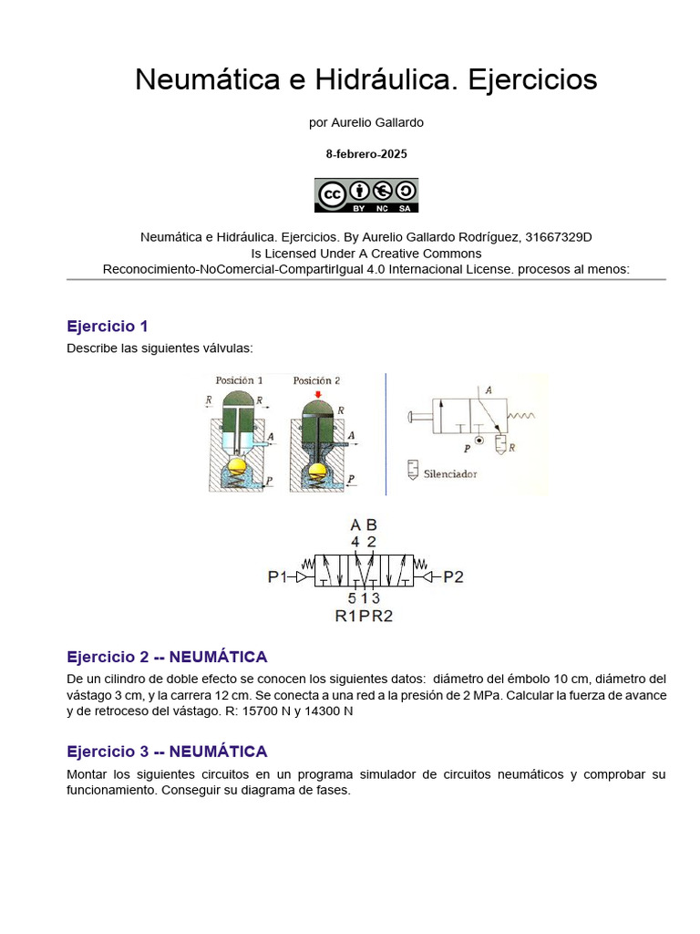 T14 Neumática Hidráulica Listado Ejercicios REVISADOS | PDF | Presión | Neumática