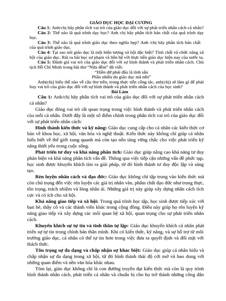 Ôn GDH Đ I CƯƠNG | PDF