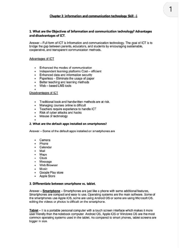 IT Chapter 3 - Information and Communication Technology Skills - I | PDF