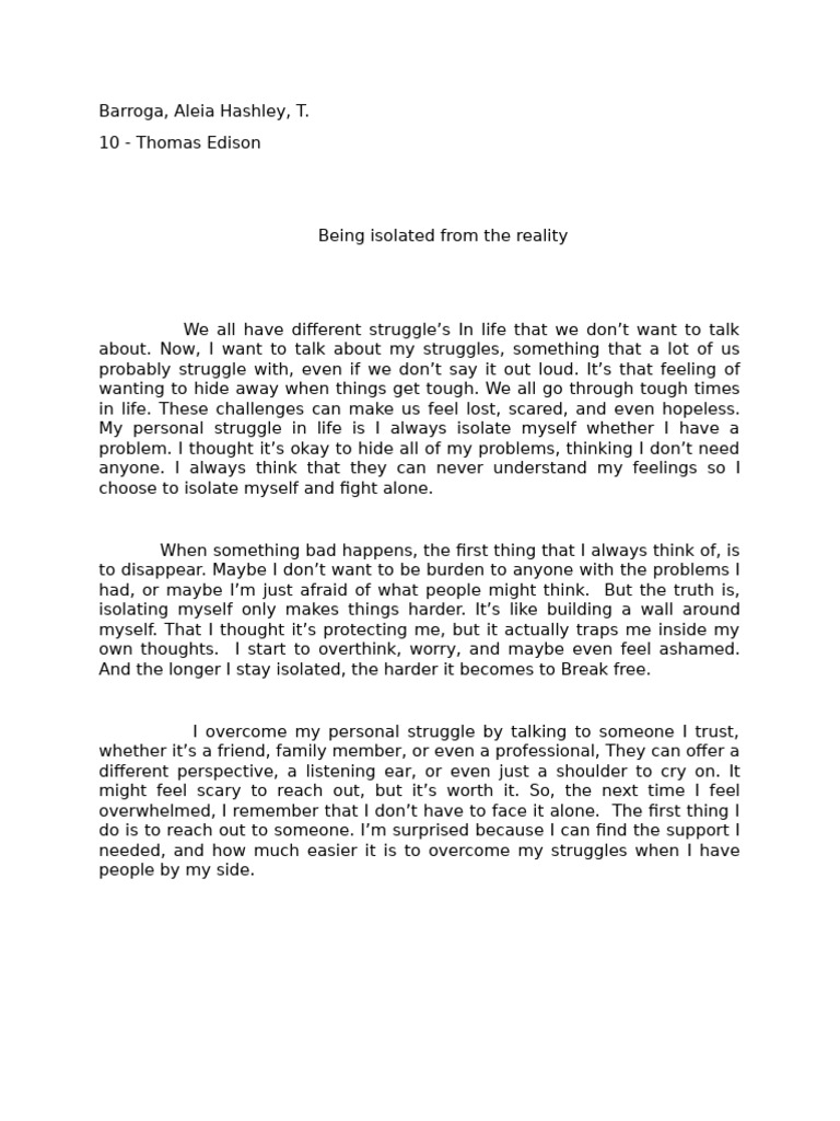 Overcoming Isolation Struggles | PDF