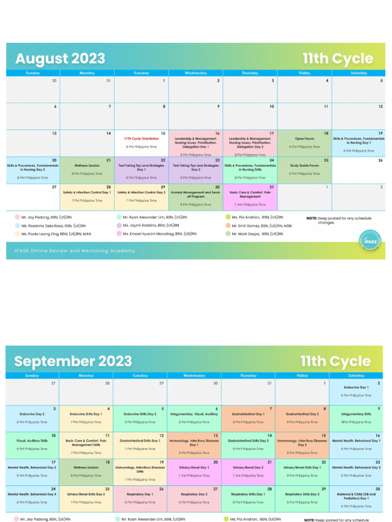 IPASS Online Review 11th Cycle Schedule | PDF