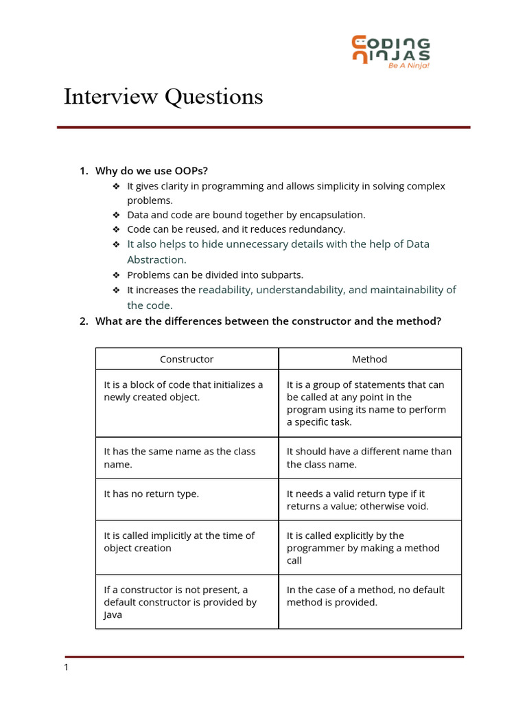 GP OOPS C++ Interview Questions | PDF | Class (Computer Programming ...