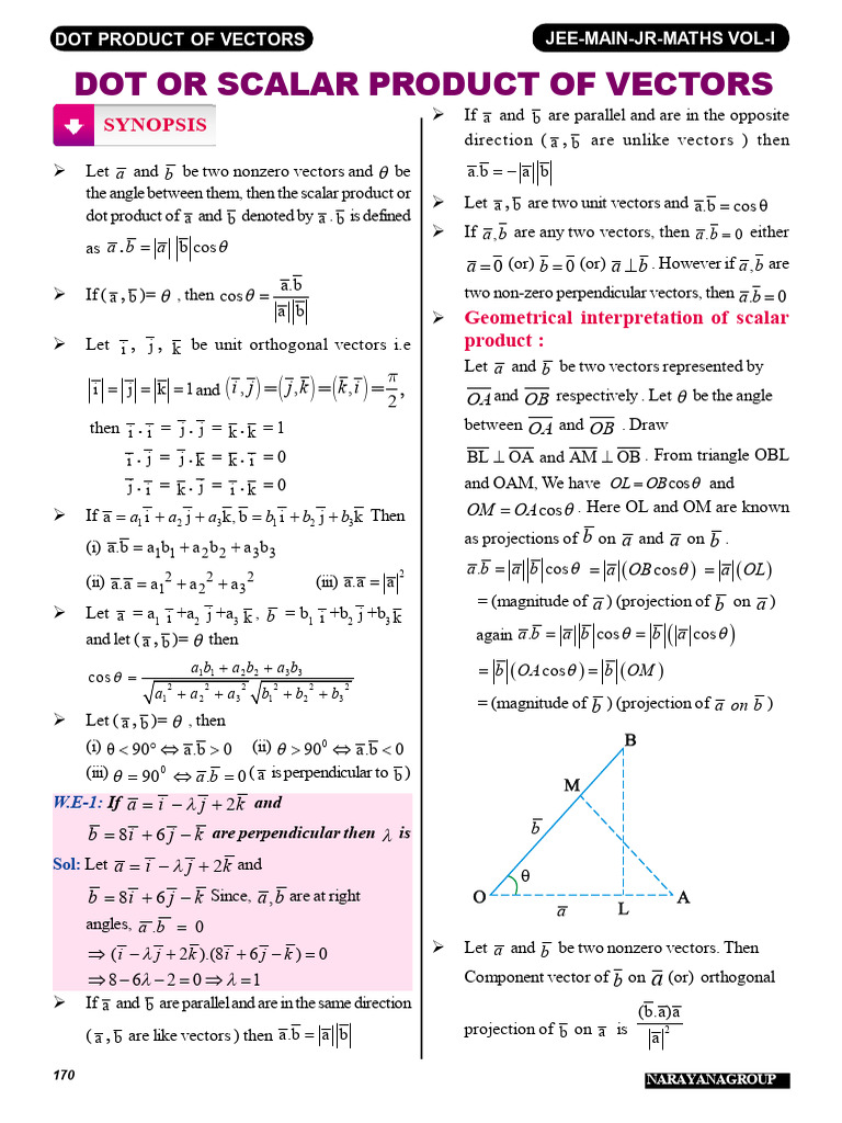 07a. Dot Product of Vectors (170-183) | PDF | Geometry | Euclidean Geometry