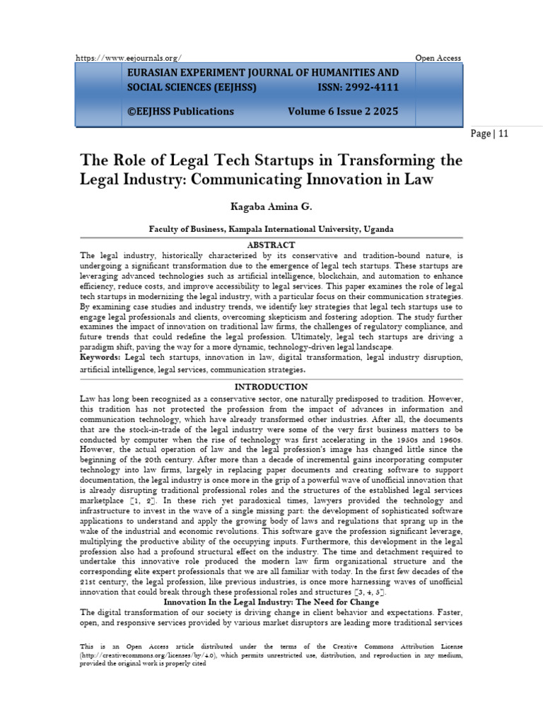 The Role of Legal Tech Startups in Transforming The Legal Industry ...
