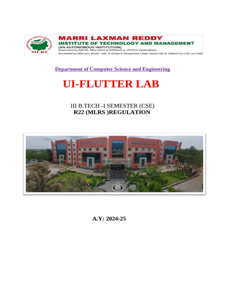 FLUTTER - LAB - MANUAL - With CO-PO Mapping | PDF | Engineering | Class ...