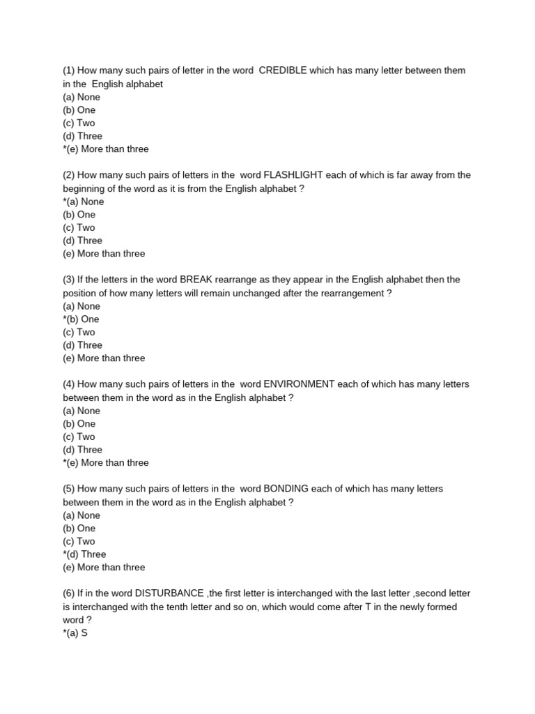 Reasoning Questions - Alphabet Coding Set 4 | PDF