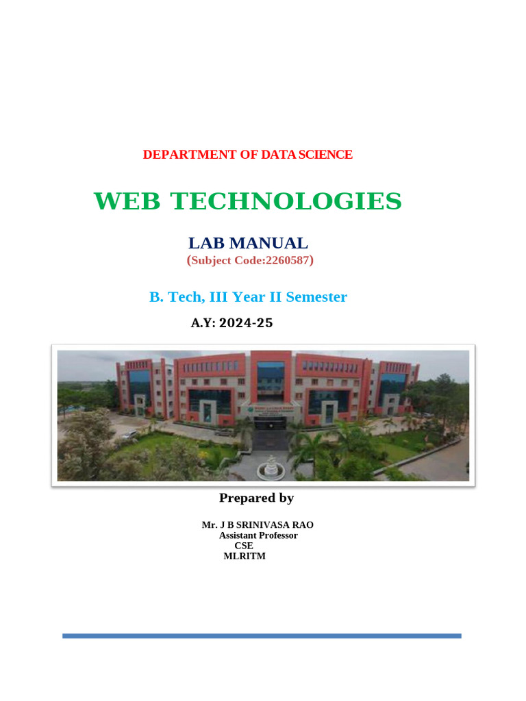 Web Technology-Lab-Manual III-II r22 Updated 24 | PDF | Php | Engineering