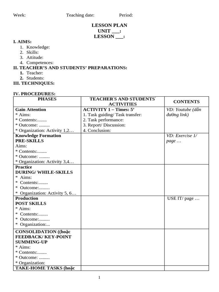 Comprehensive Lesson Plan Template | PDF