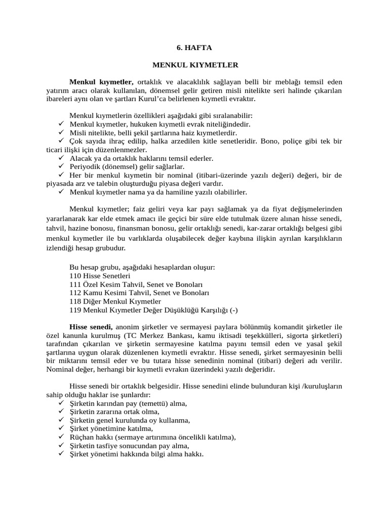 Genel Muh - 1 (6 - Hafta) | PDF