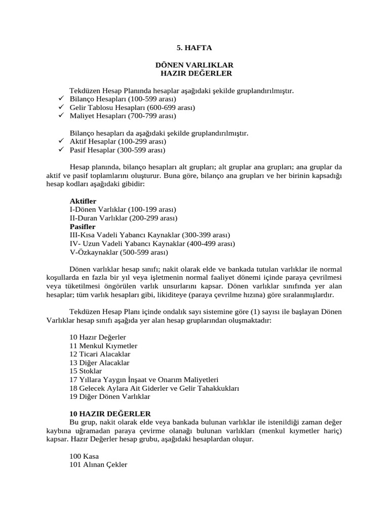 Genel Muh - 1 (5 - Hafta) | PDF