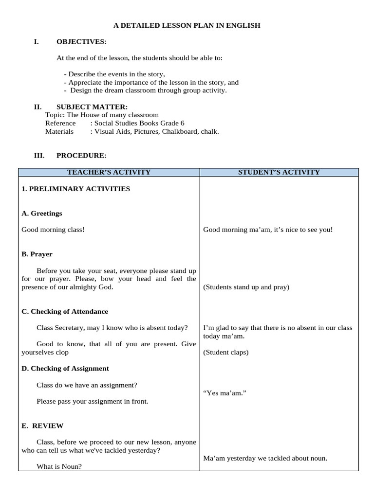 EDENG DLP | PDF | Teachers | Classroom