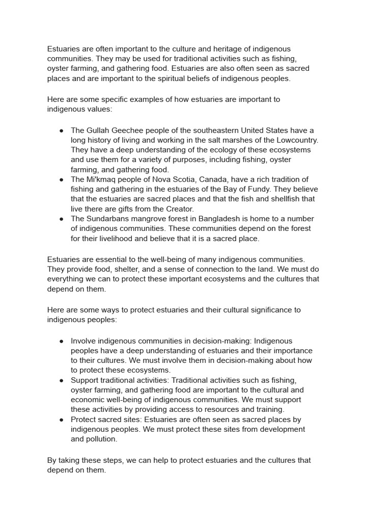 Indigenous Values and Estuary Protection | PDF