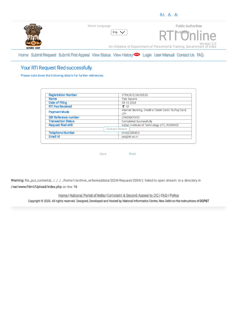 RTI Online - Online RTI Information System | PDF | Banking Technology | Payments