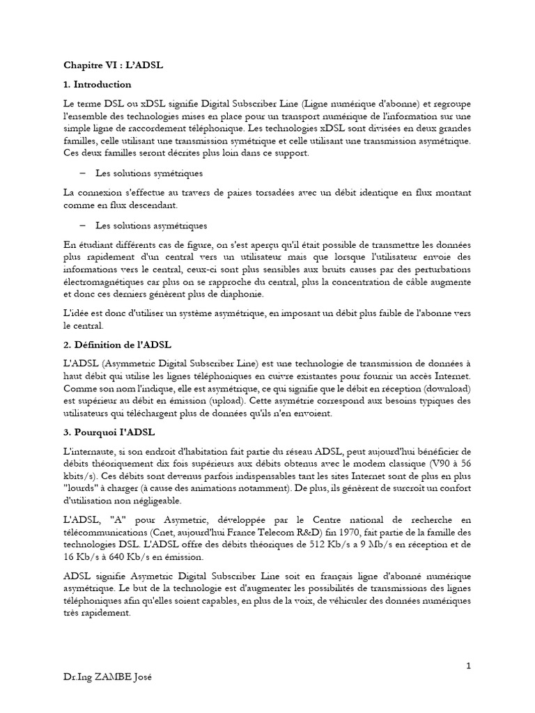 Modulation ADSL et fonctionnement | PDF | Modulation | Ligne d'abonné ...