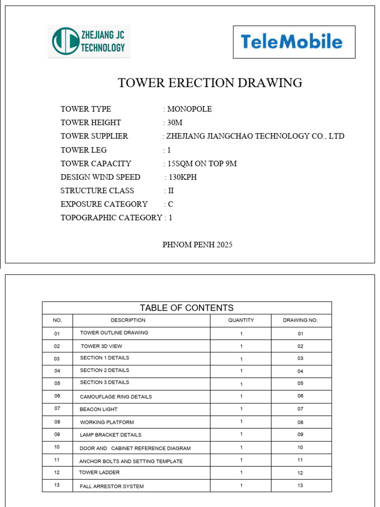 30M Monopole Tower Specifications | PDF