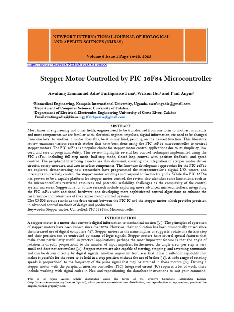 Stepper Motor Controlled by PIC 16F84 Microcontroller (WWW - Kiu.ac ...