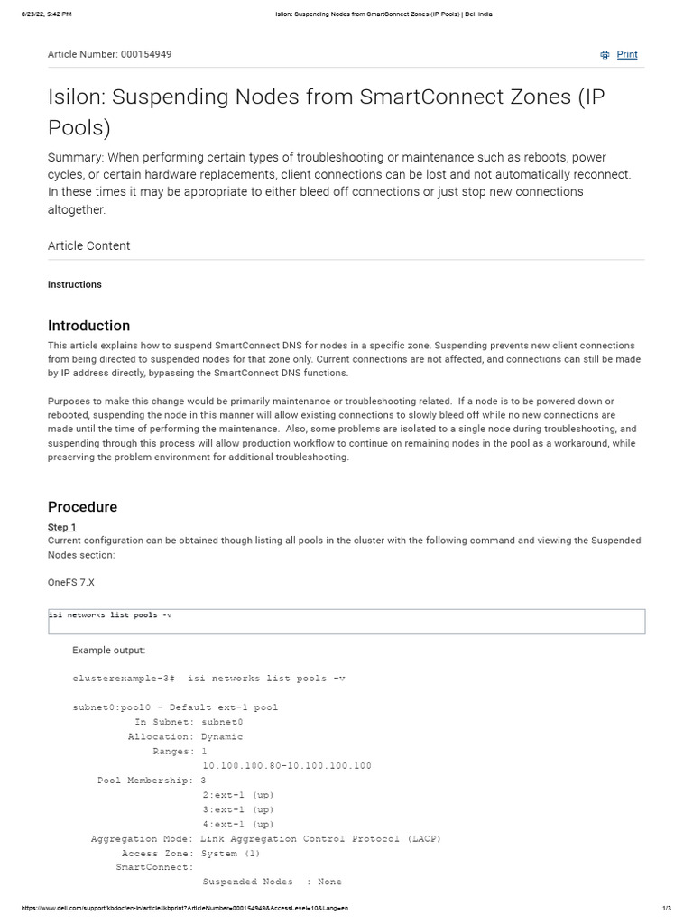 Isilon - Suspending Nodes From SmartConnect Zones (IP Pools) - Dell India | PDF | Domain Name ...