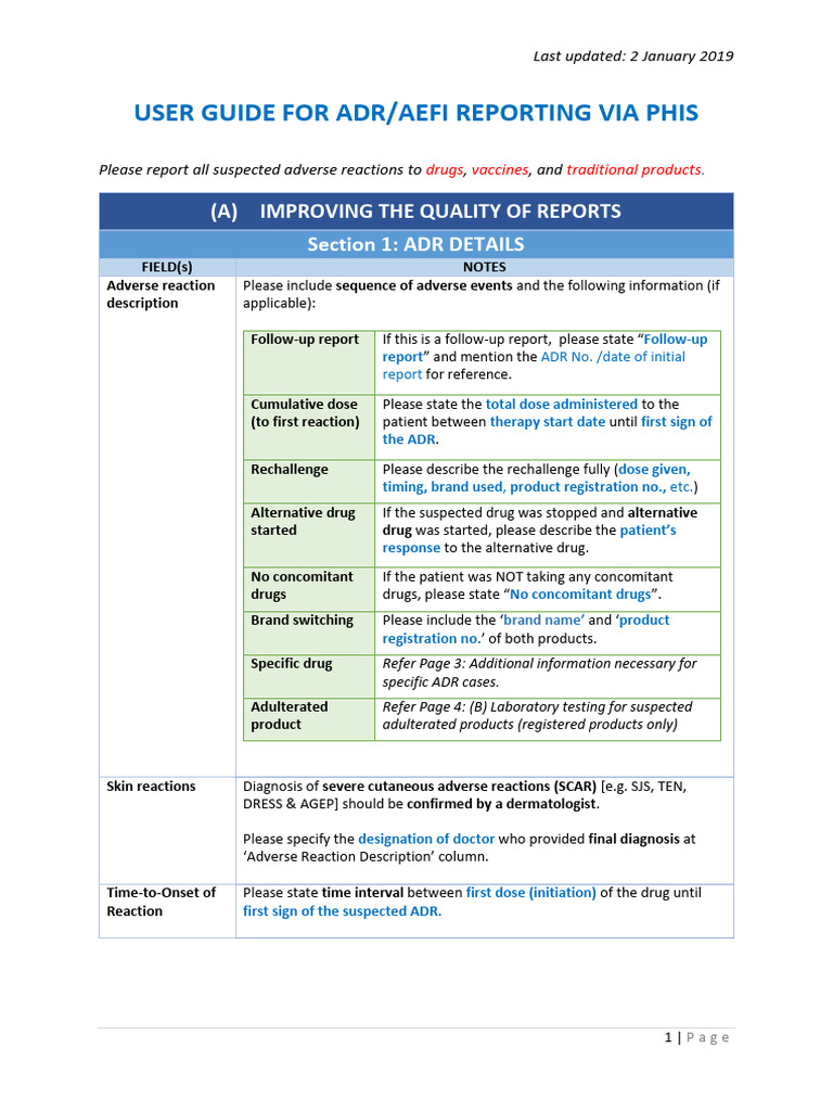 ADR_AEFI_ReportingGuideOct2018 | PDF | Dose (Biochemistry) | Chemistry