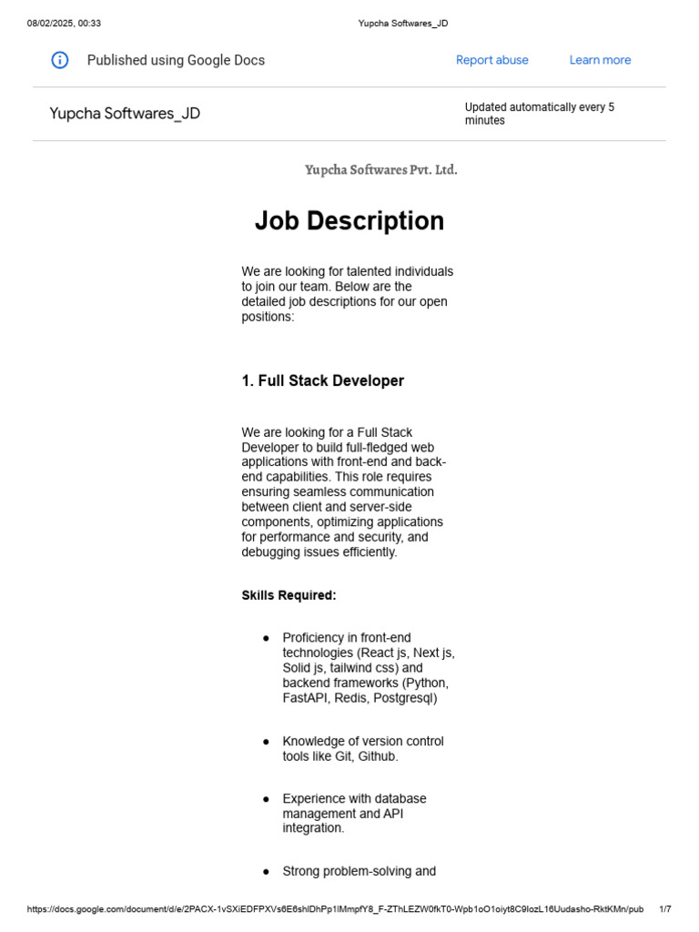 Yupcha Softwares - Recruitment Drive at TCEA | PDF | Search Engine ...