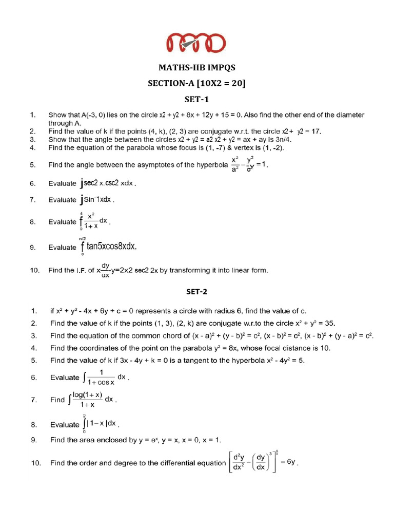 Matha 2b Impqs Model PPR | PDF