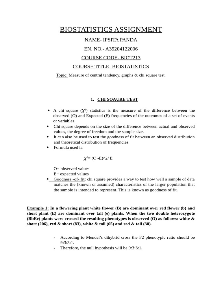 Ipsita Panda-Biostats Assignment | PDF | Mode (Statistics) | Chi ...