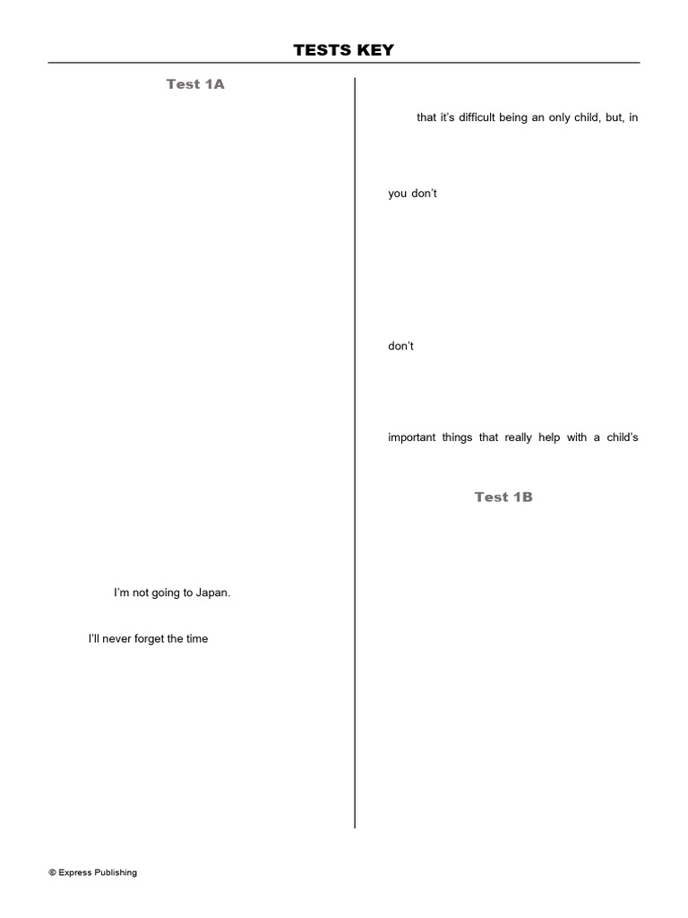 2 Blaze 3 Key To Tests | PDF | Sibling | Meal