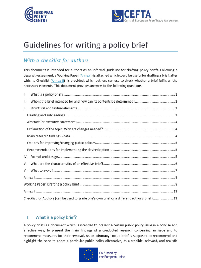 Guidelines For Drafting A Policy Brief | PDF | Policy | Data