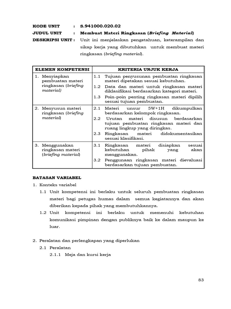 Membuat Materi Ringkasan (Briefing Material) | PDF