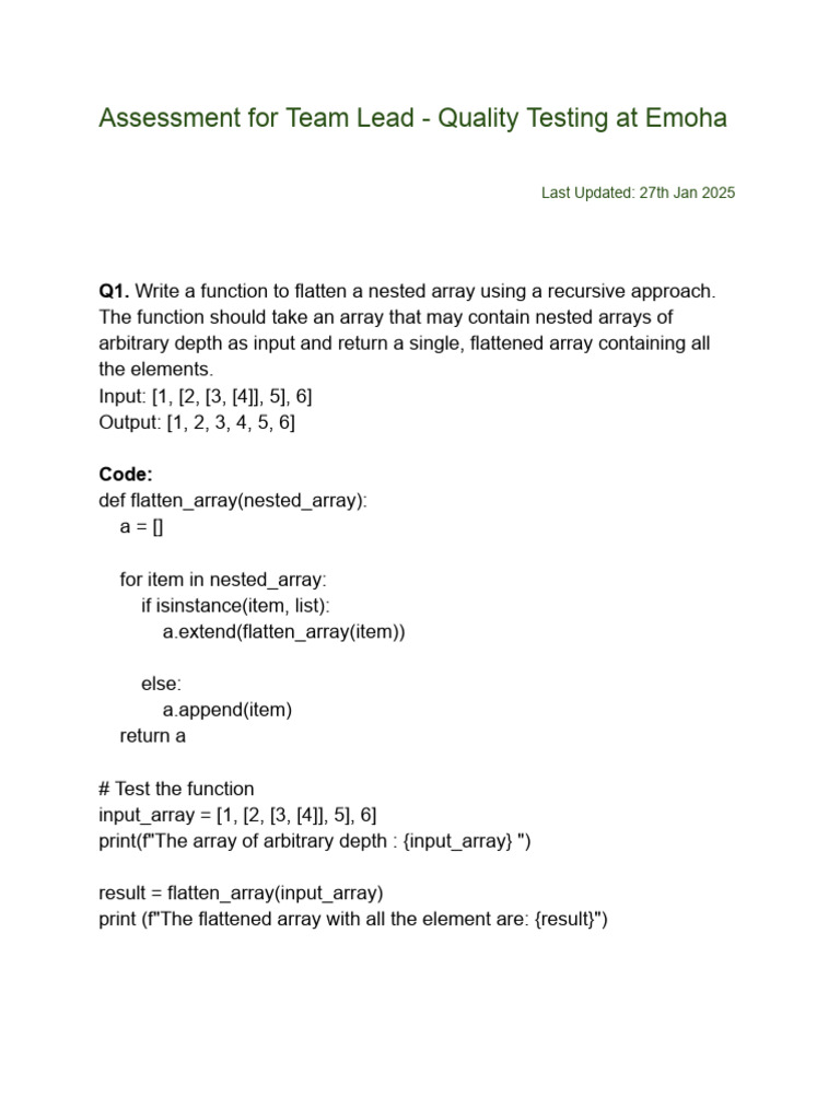 Quality Testing Assessment: Coding Tasks | PDF