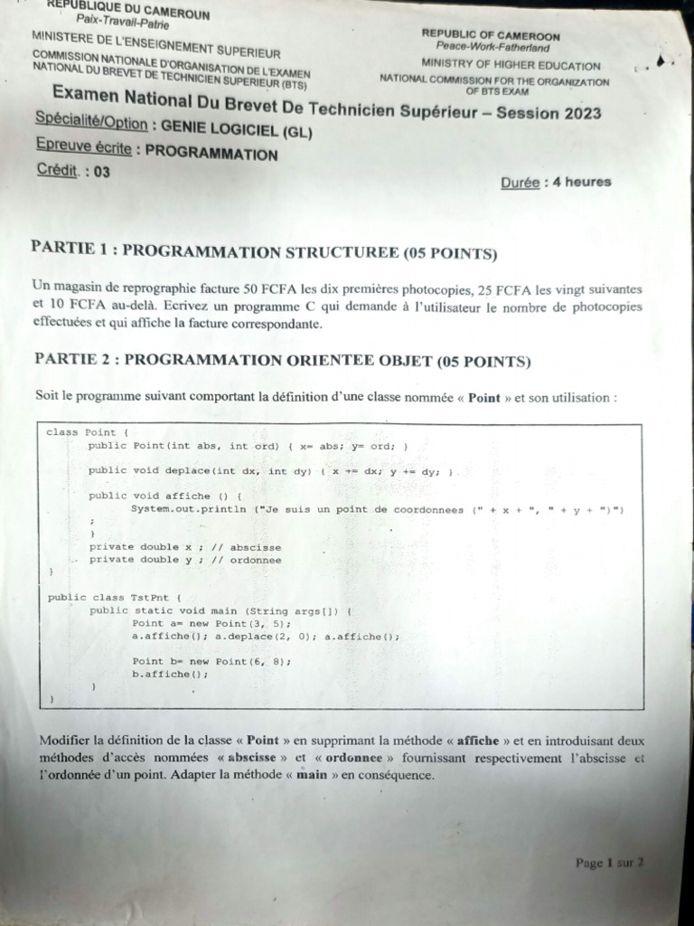 BTS Programmation Et TP | PDF