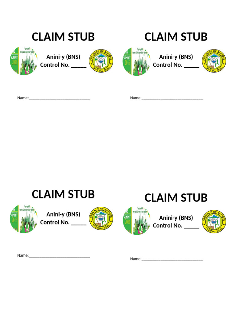 CLAIM STUB (BNS) | PDF