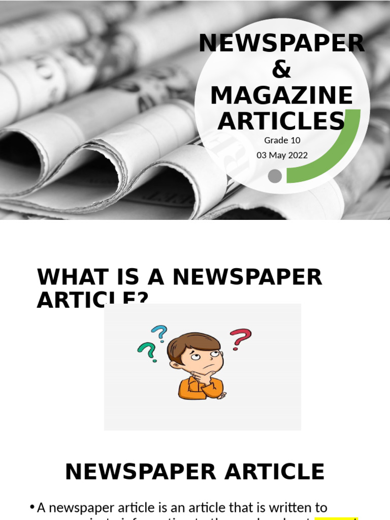Understanding Newspaper and Magazine Articles | PDF