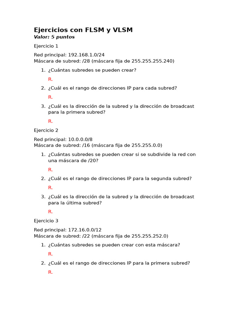 Ejercicios 1 de Subneteo IPv4 | PDF | Dirección IP | Estándares de red