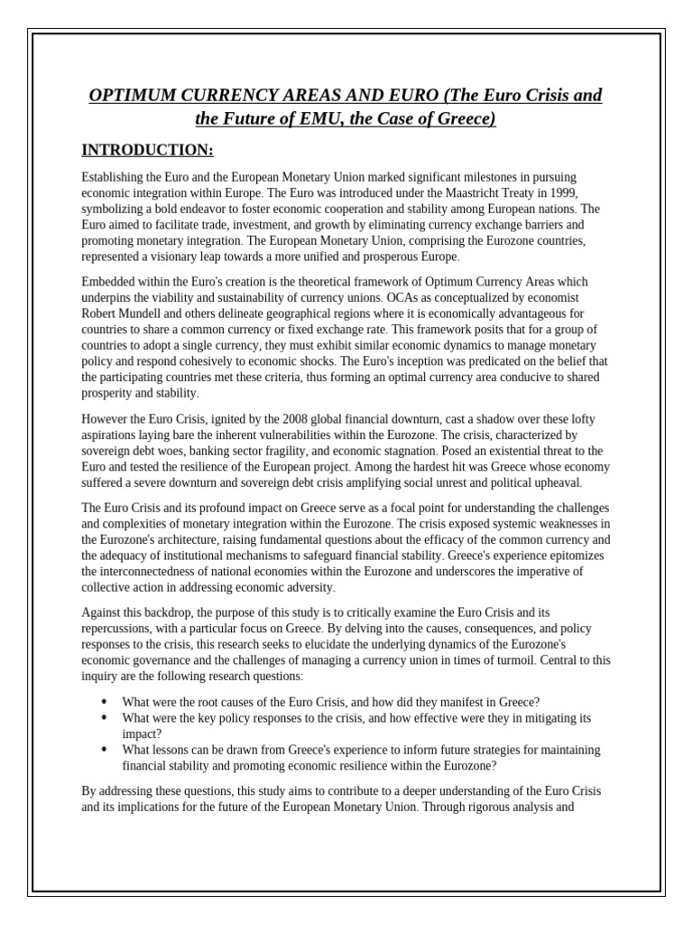 Optimum Currency Areas and Euro | PDF | Eurozone | Euro