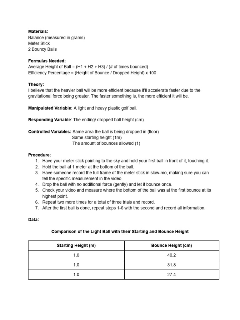 efficiency of a bouncing ball | PDF