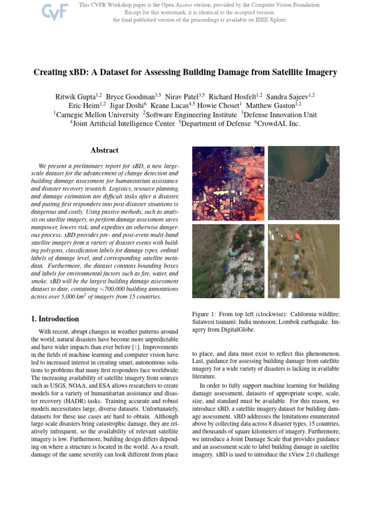 Gupta Creating XBD A Dataset For Assessing Building Damage From ...