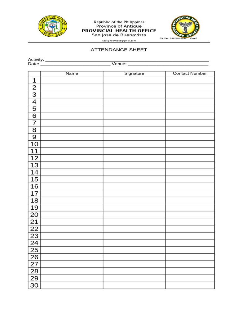 Provincial Health Office Attendance Sheet | PDF | Health Policy ...