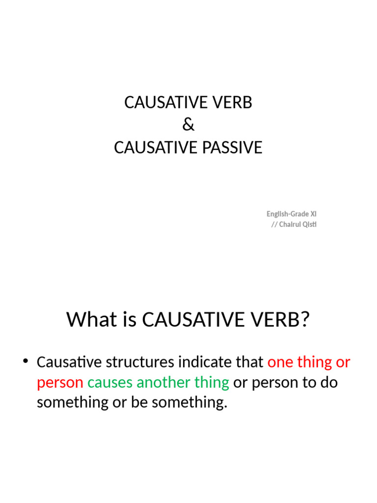 CAUSATIVE VERB-English (Advance-Grade) XI | PDF