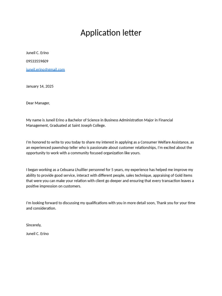 Application Letter | PDF | Business | Marketing