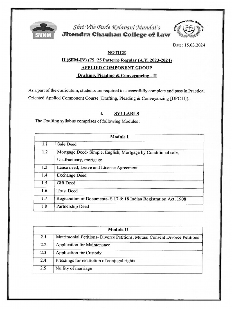 Practical Training For Law Students DPC II | PDF