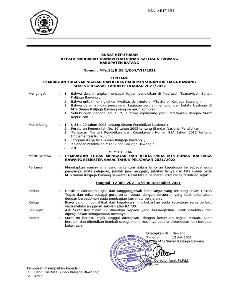 SK, Mengajar Gasal 2021-2022 | PDF