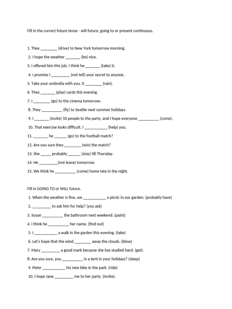 Homework Unit 4 Future Tenses | PDF