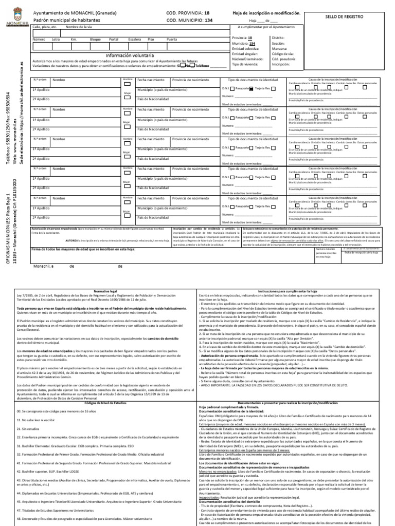 Solicitud Alta Modificacion Padron Formulario | PDF